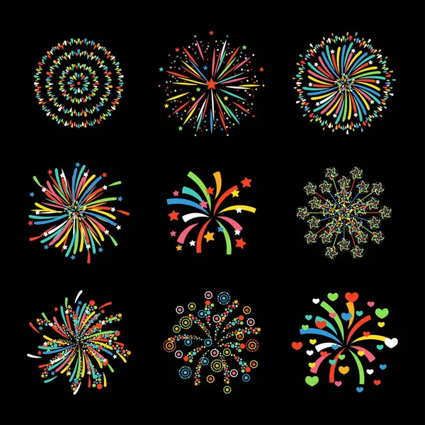 Firework different shapes colorful festive vector. Stock Vector Image ...