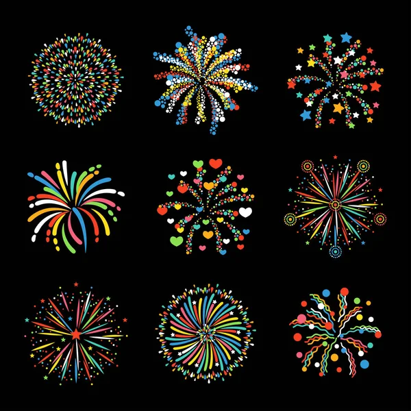 Firework different shapes colorful festive vector. Stock Vector Image ...