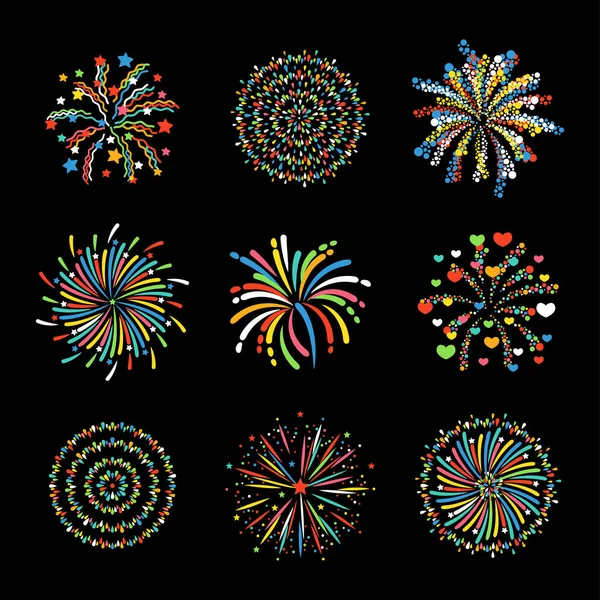 Firework different shapes colorful festive vector. Stock Vector Image ...