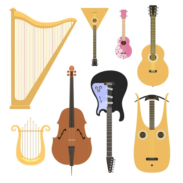 Set of stringed musical instruments classical orchestra art sound tool ...