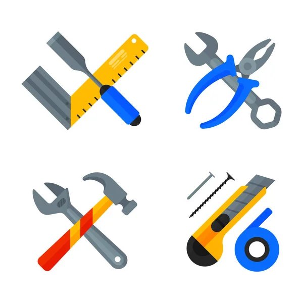 Home repair tools icons working construction equipment set and service ...