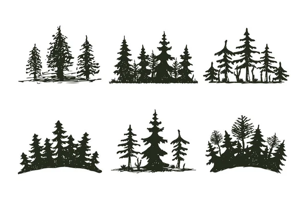 Pine tree silhouette Vector Art Stock Images | Depositphotos