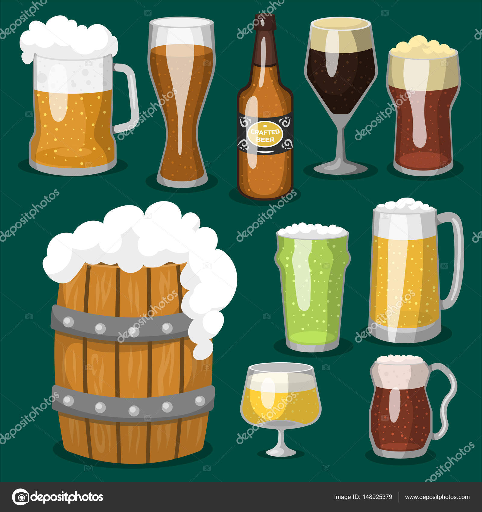 Alcohol beer vector illustration refreshment brewery and party dark ...