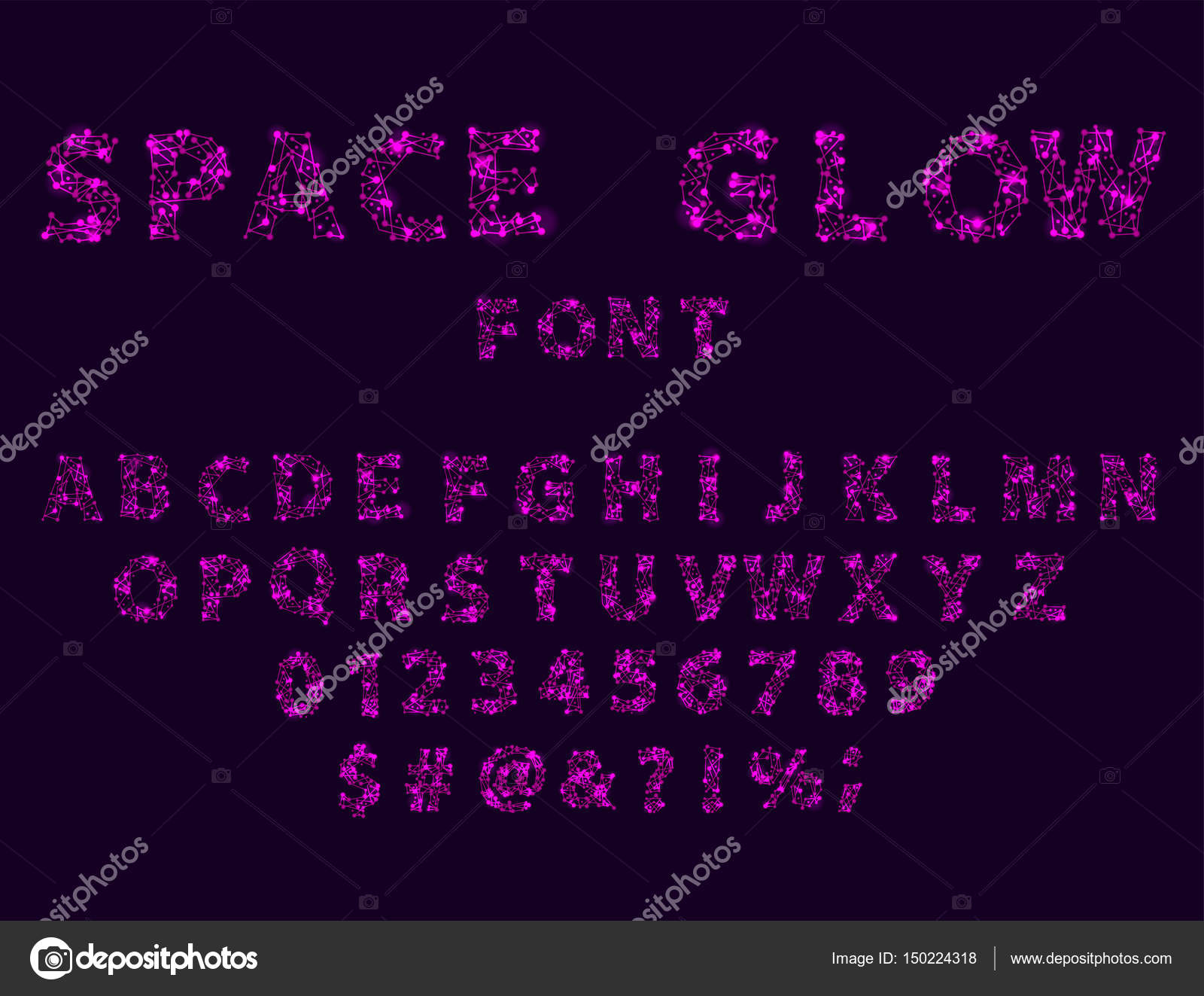 Font space alphabet typeface script with minimal design typographic ...