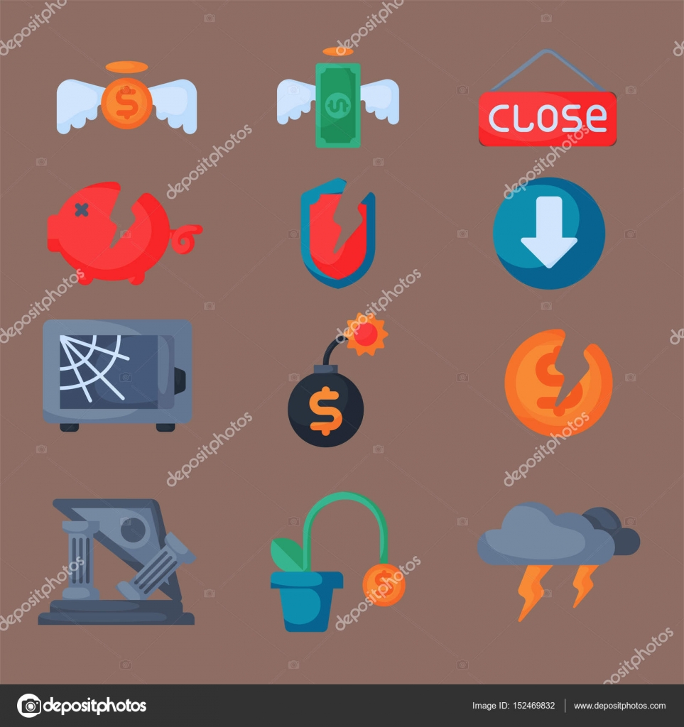 Crisis symbols concept problem economy banking business finance design ...