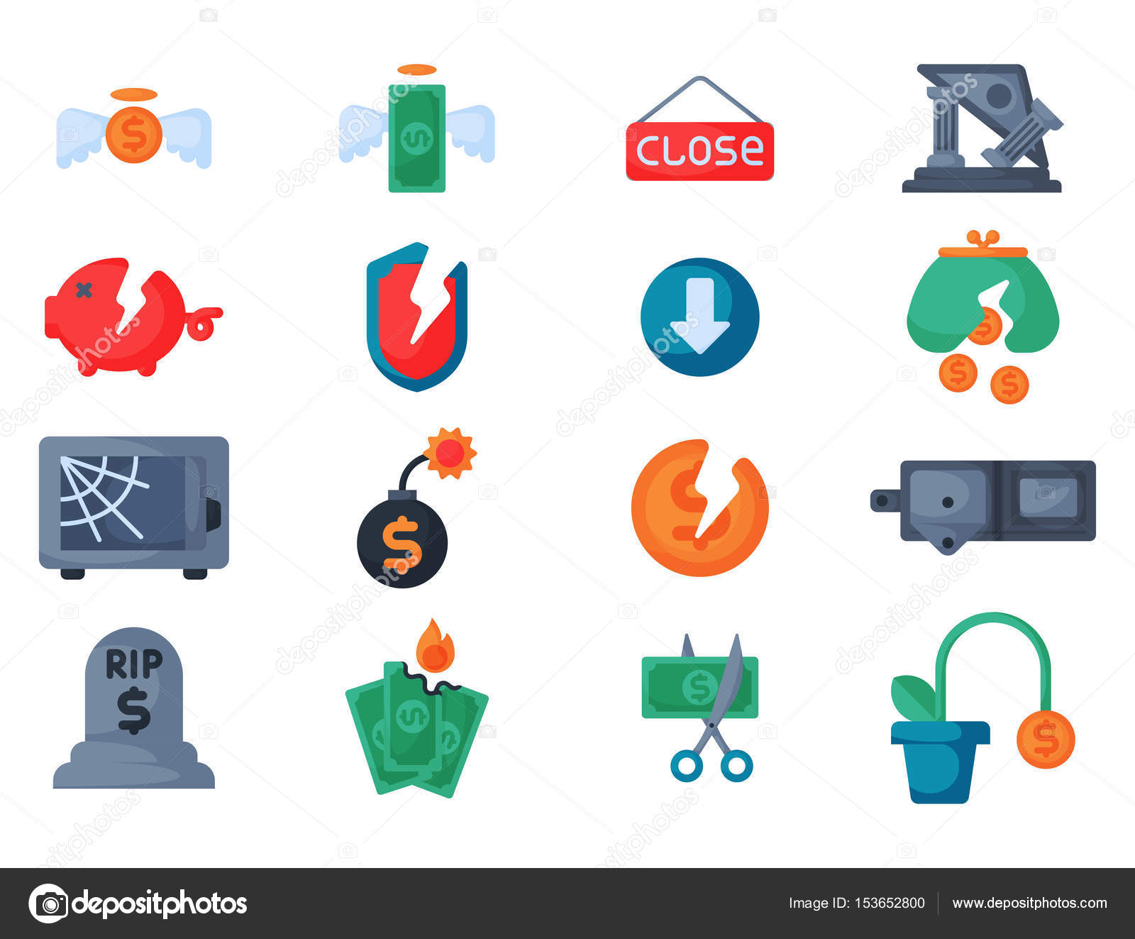 Crisis symbols concept problem economy banking business finance design ...