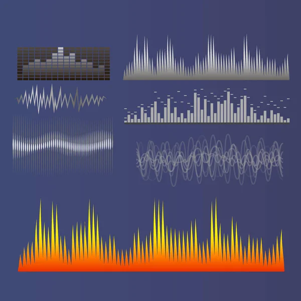 Vector set of sound waves. Audio equalizer. Sound & audio waves Stock ...