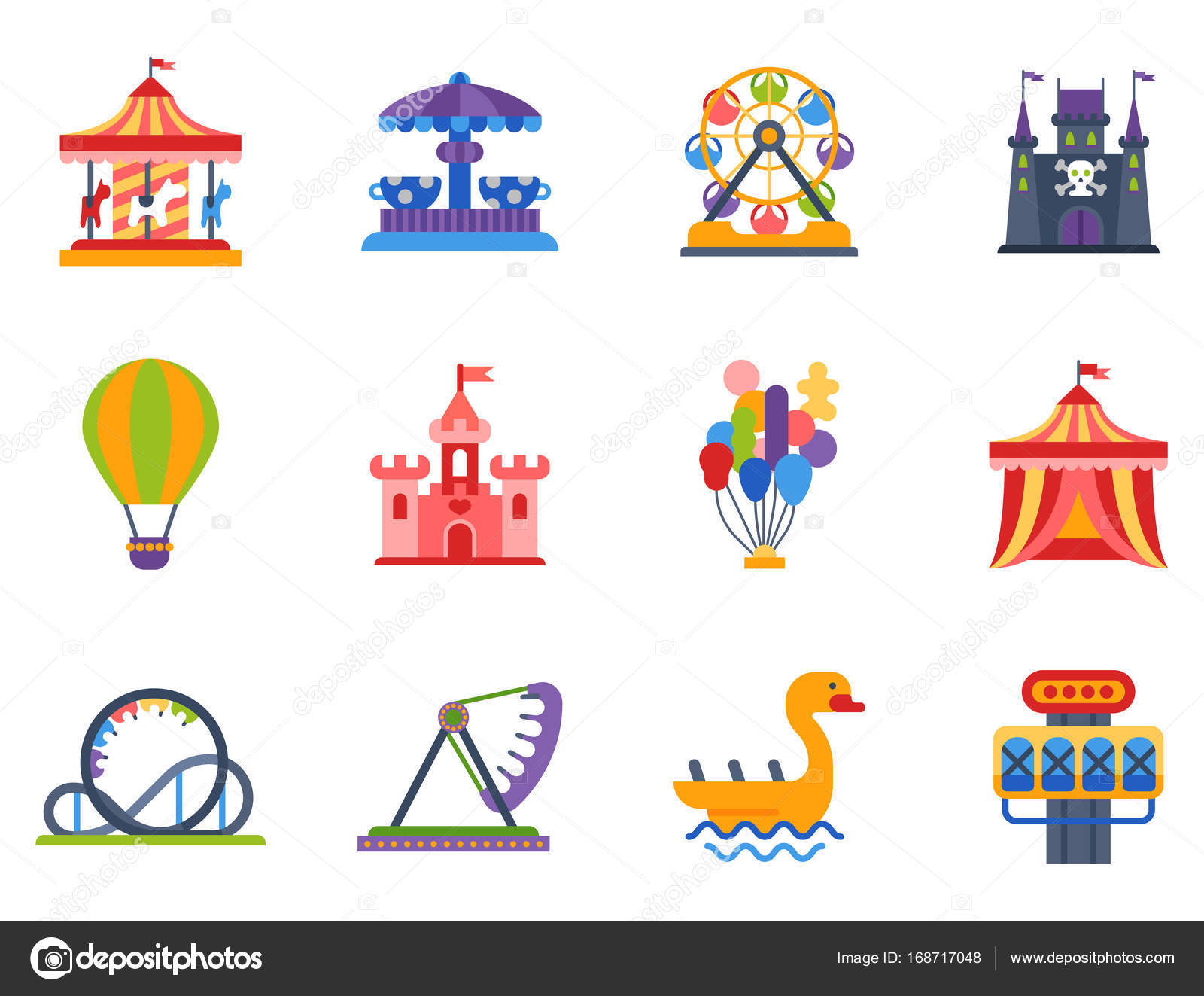 Carousels amusement attraction park side-show kids outdoor ...