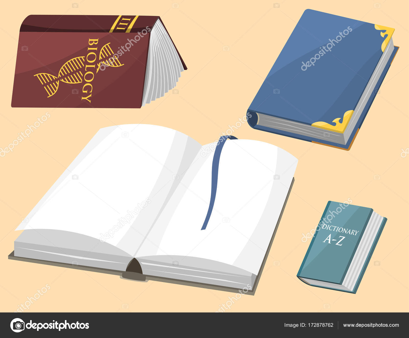 Colorful book vector illustration learn literature study opened closed ...