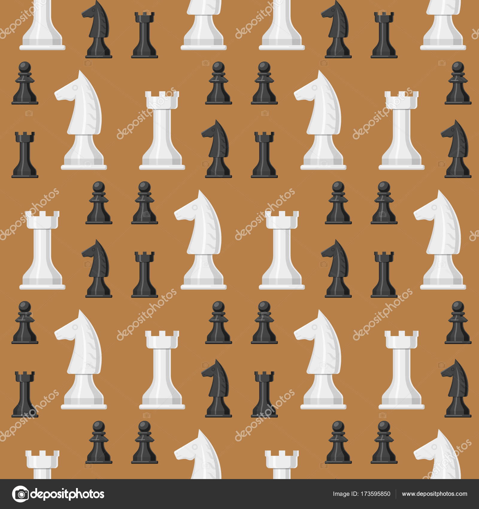 Chess board seamless pattern background chessmen leisure concept knight group white and black ...