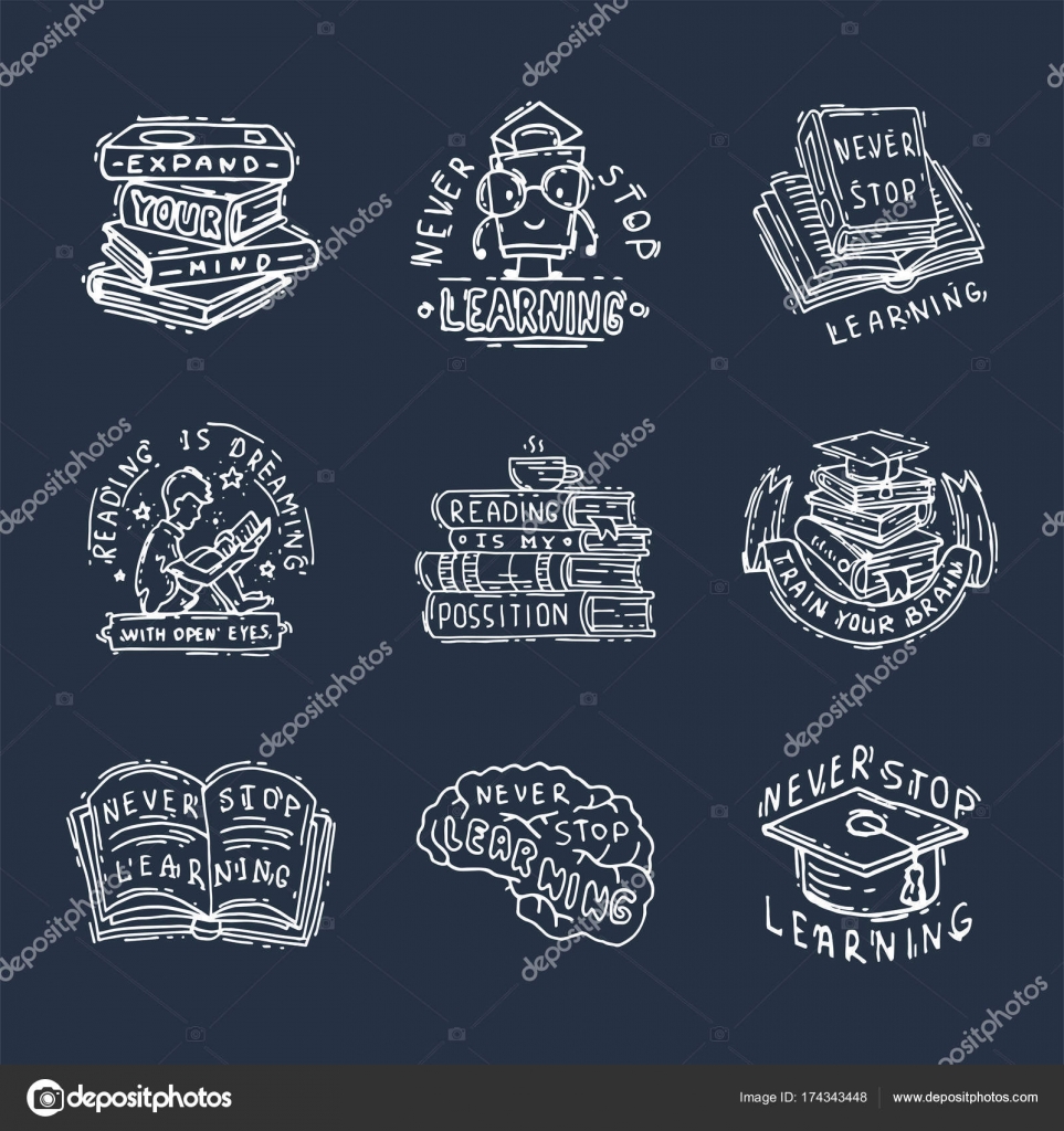 Love reading motivation quote phrases badge logo bubble on book vector ...