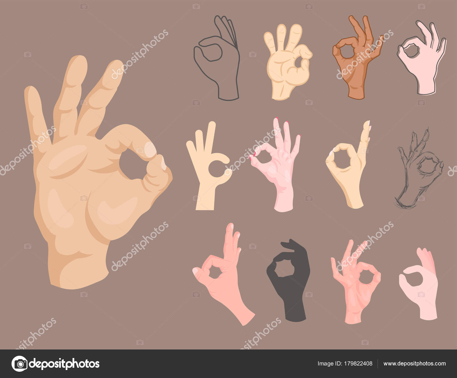 Image vectorielle Ok mains geste de succès okey oui accord signal ...