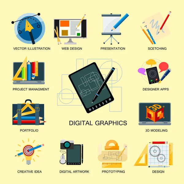 Creativity icons imagination vector illustration abstract colorful flat creative process design ...