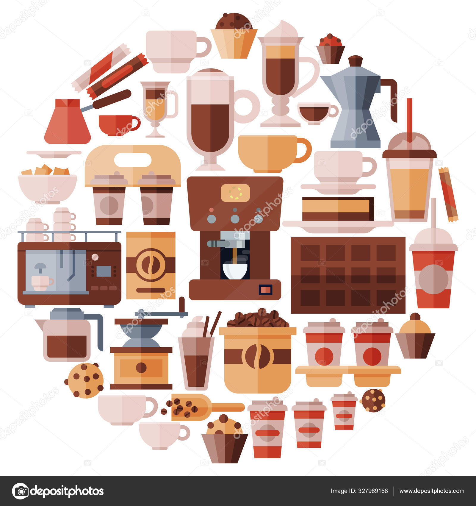 Big set of coffee equipment vector illustration. Coffee maker, mill ...