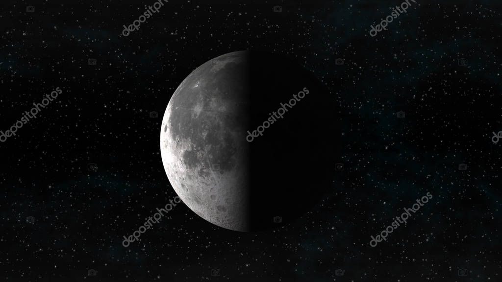 La luna en la fase del último cuarto sobre el fondo de las estrellas 2022