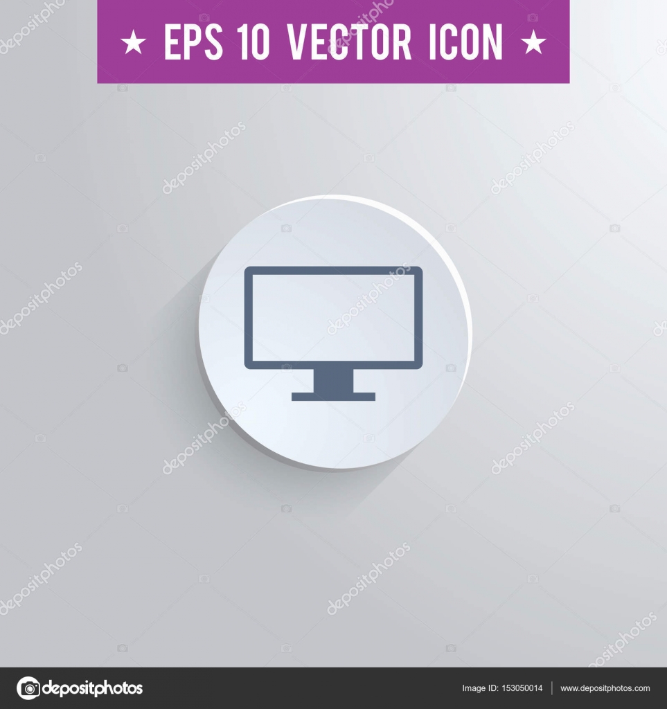 Computer screen symbol icon on gray shaded background Stock Vector ...