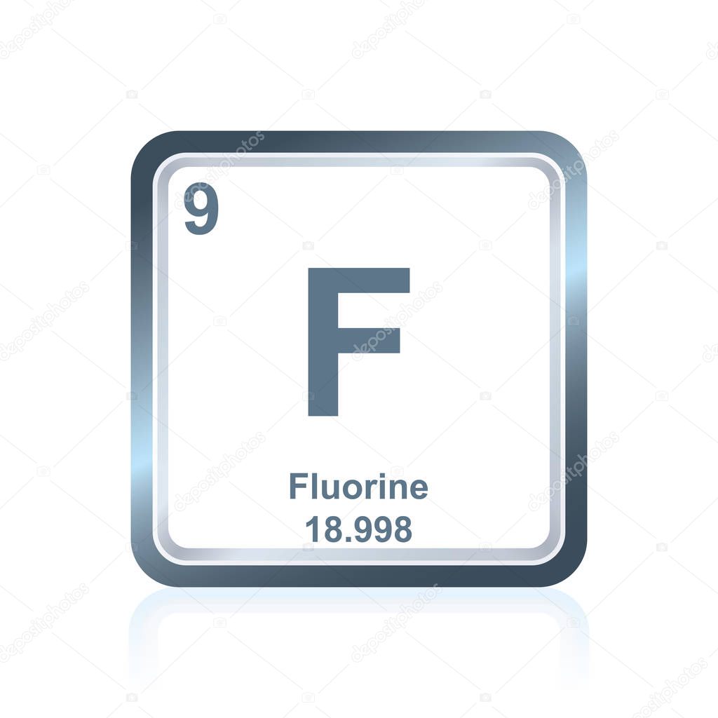 Simbolo Del Fluoro Tavola Periodica Come Un Globo Dalle Mille Facce