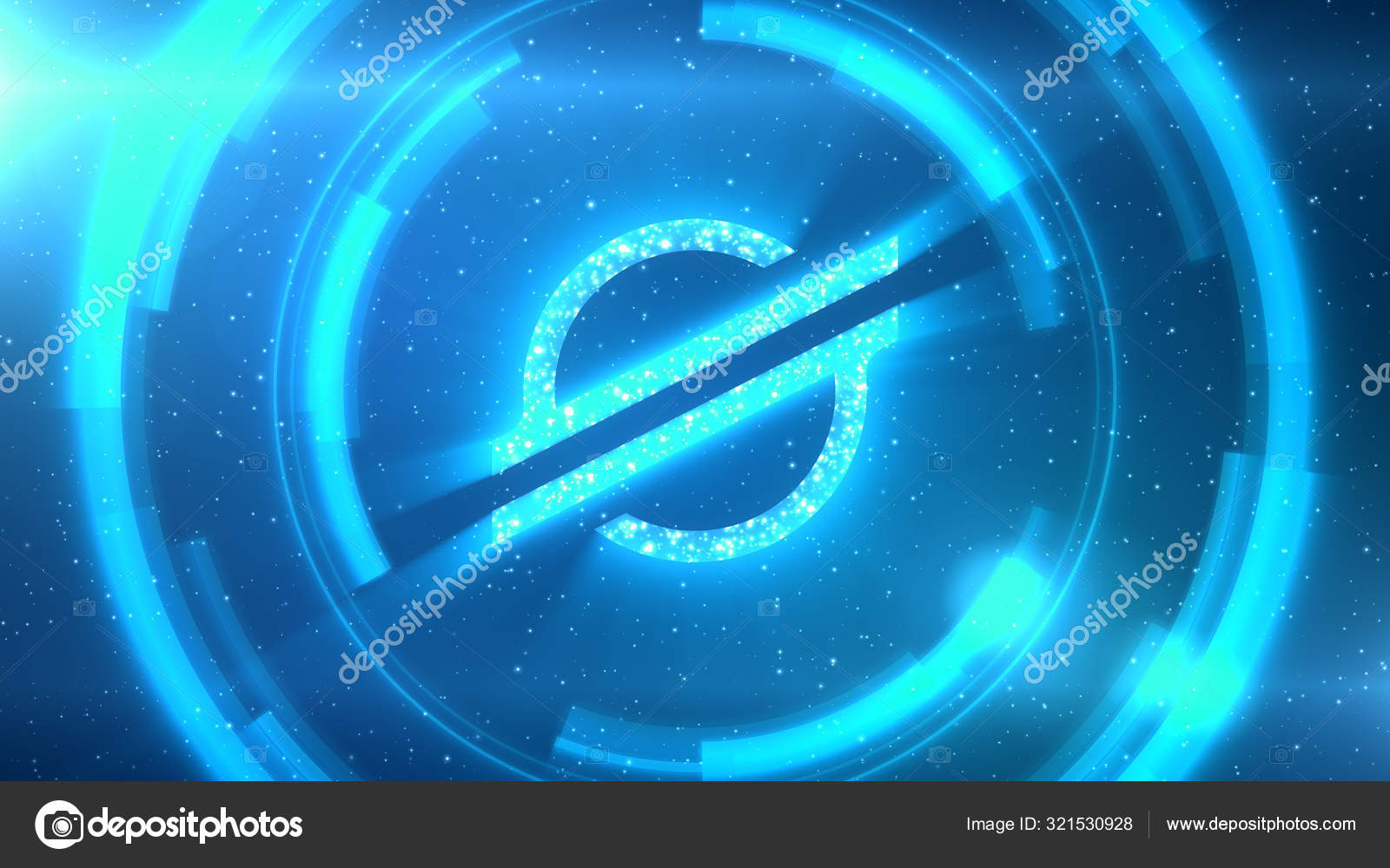 Blue Stellar symbol on space background with HUD elements. Stock Photo ...