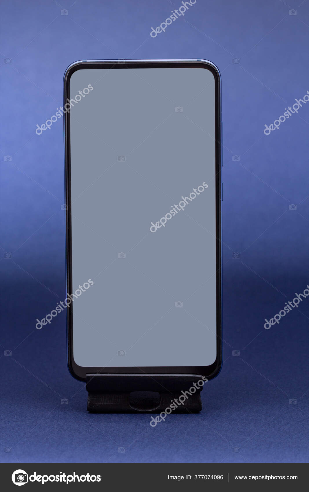 Smartphone Grey Empty Screen Mock Blue Background — Stock Photo ...