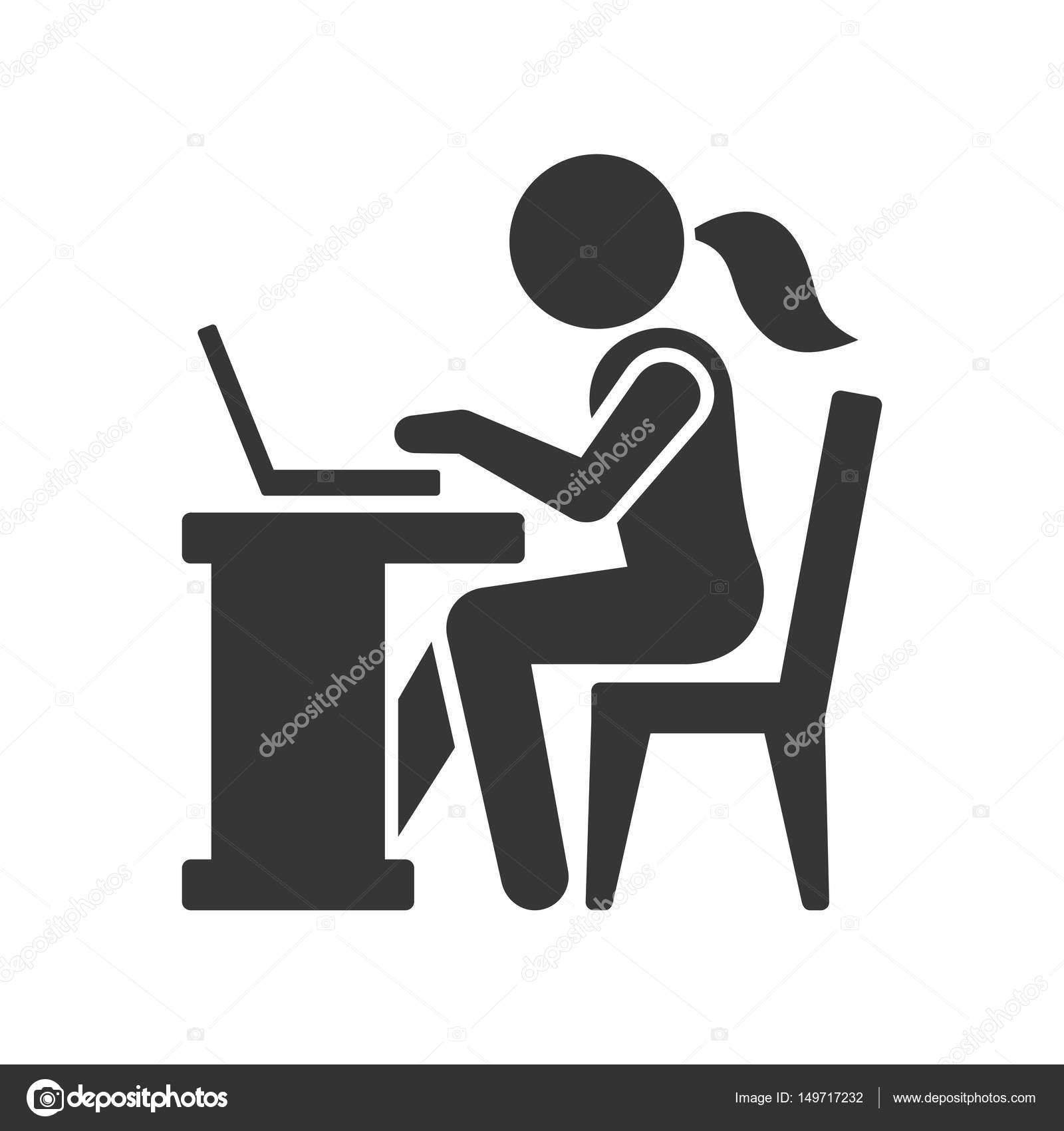 Pictogram Businesswoman Working on Computer. Vector — Stock Vector ... Pictogram Businesswoman Working on Computer. Vector — Stock Vector ...