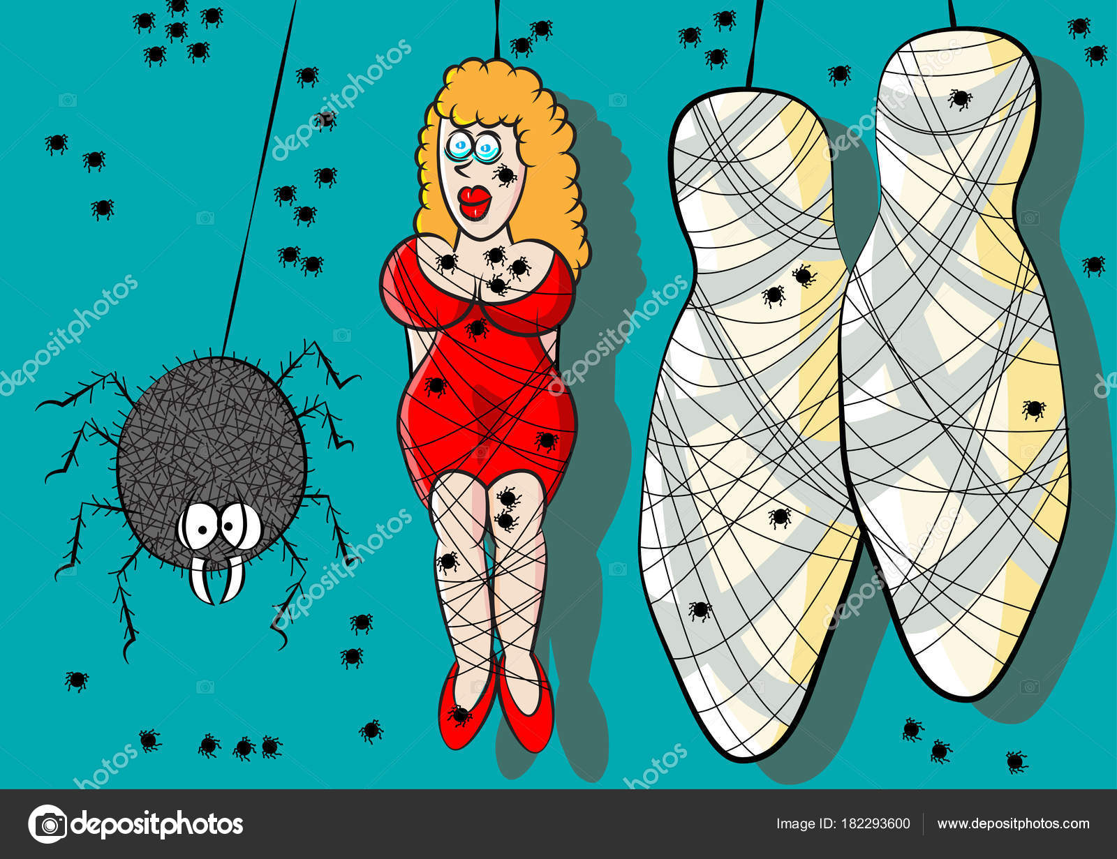 Mutant spiders with female victim Stock Vector Image by ©zkruger #182293600