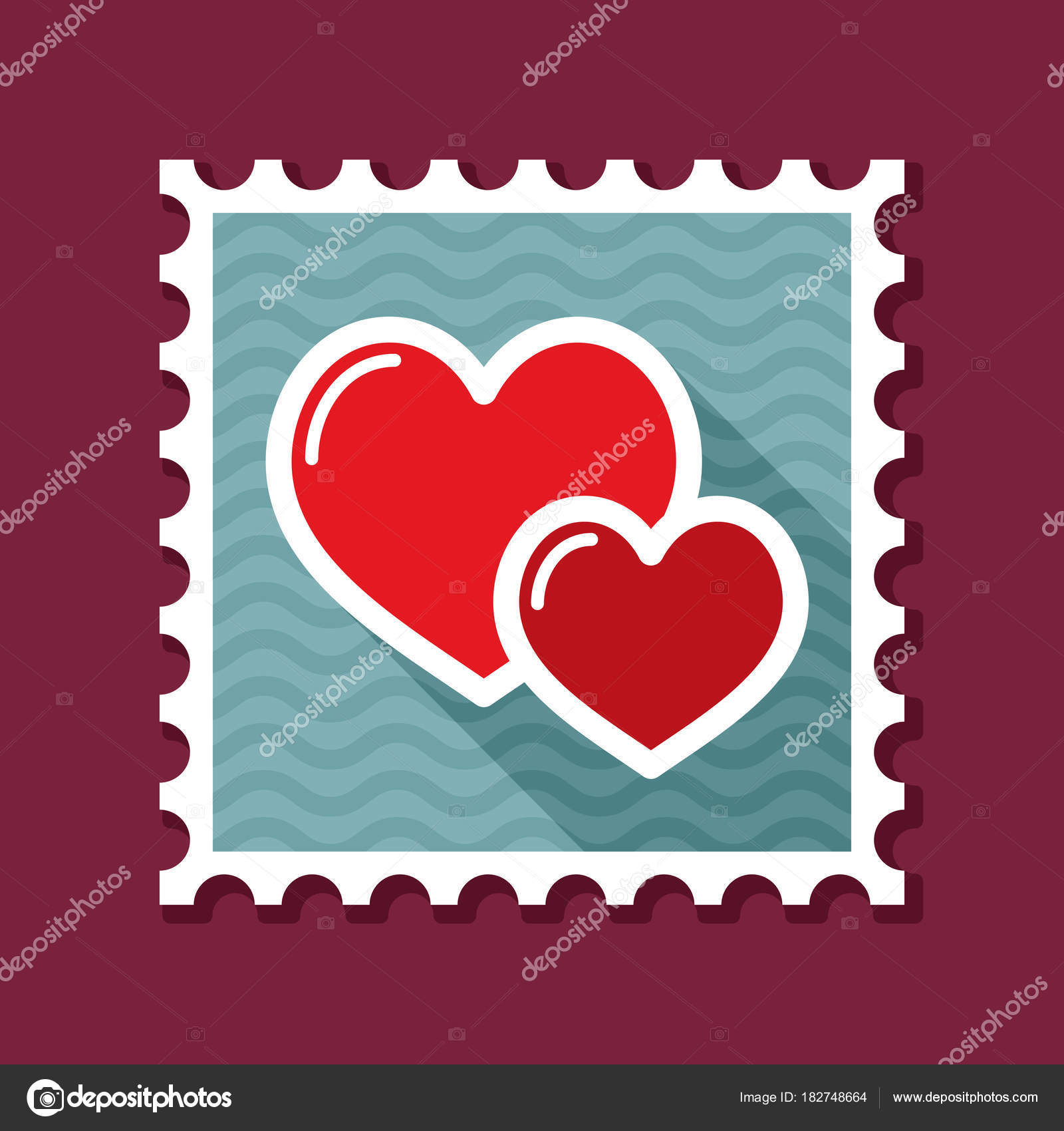 Timbre vectoriel linéaire à deux coeurs image vectorielle par ayra ...