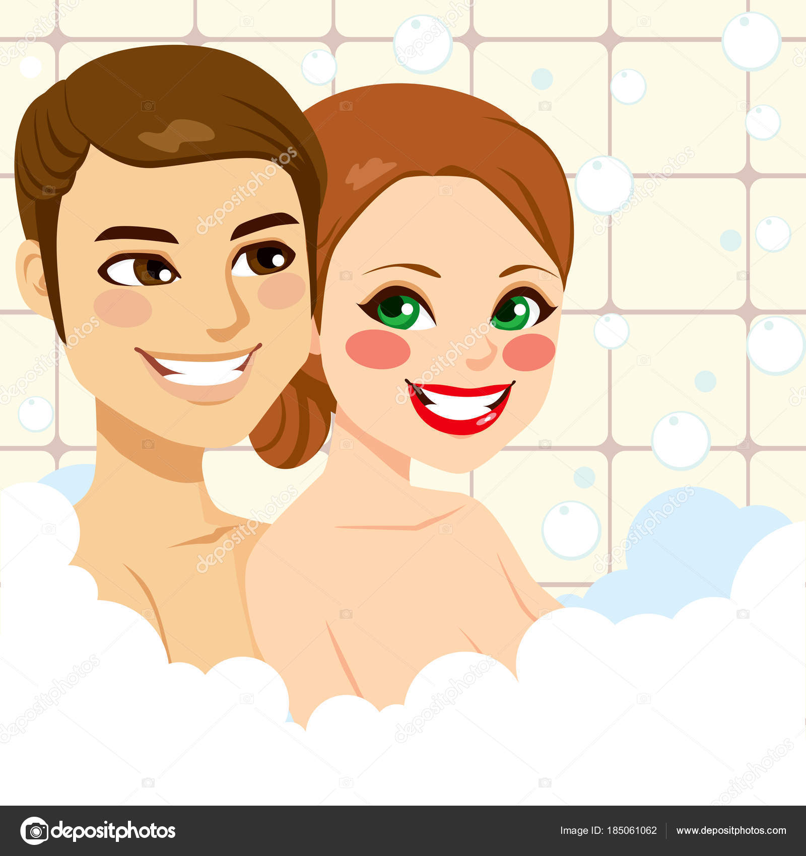 Couple Enjoying Bubble Bath Stock Vector by ©Kakigori 185061062