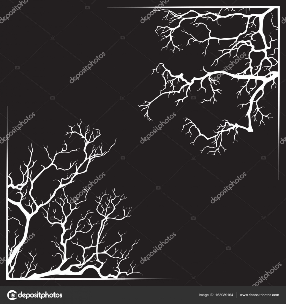 Branch borders halloween black and white print design vector ...