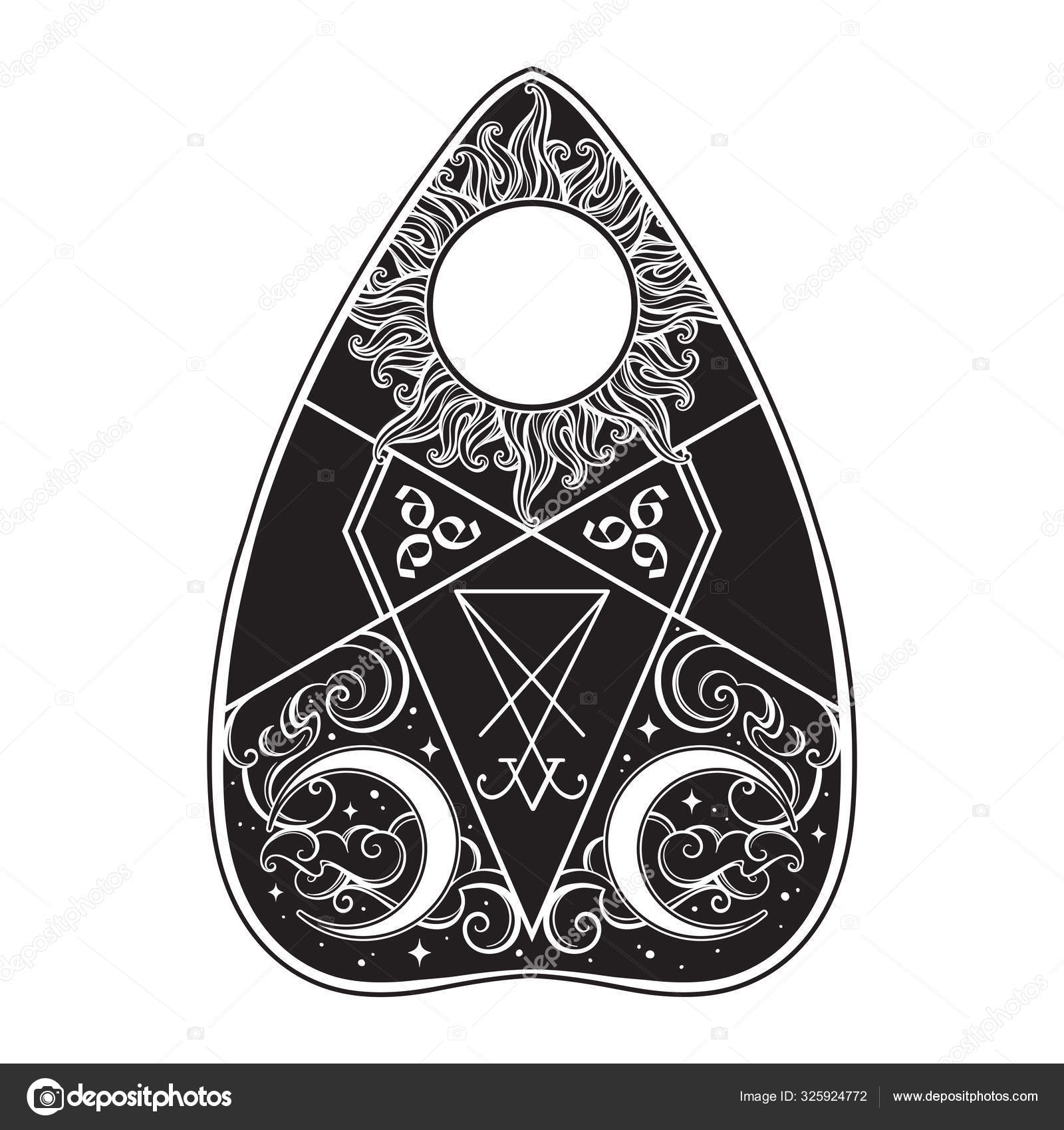Planchette for spirit talking board vector illustration. Mediumship ...