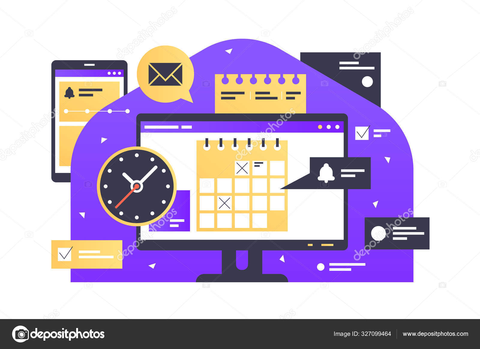 Electronic screen with schedule and planning information Stock Vector ...