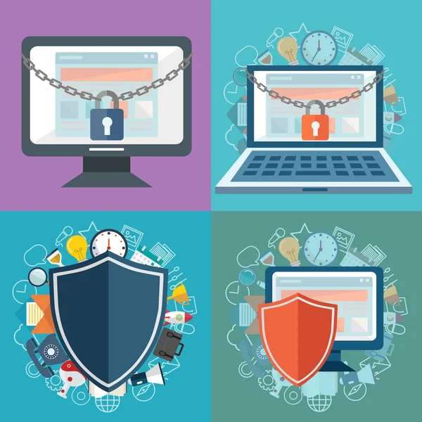 Data protection and safe work — Stock Vector © royalty #81092220