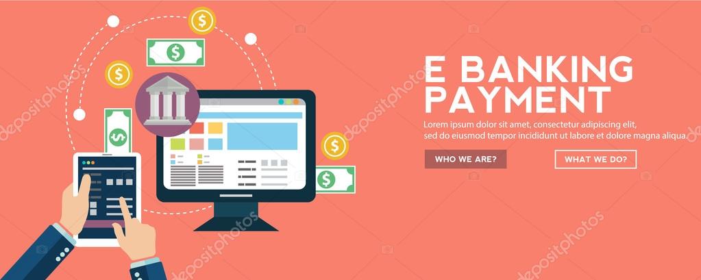 E-banking flat banner Stock Vector Image by ©royalty #126408810