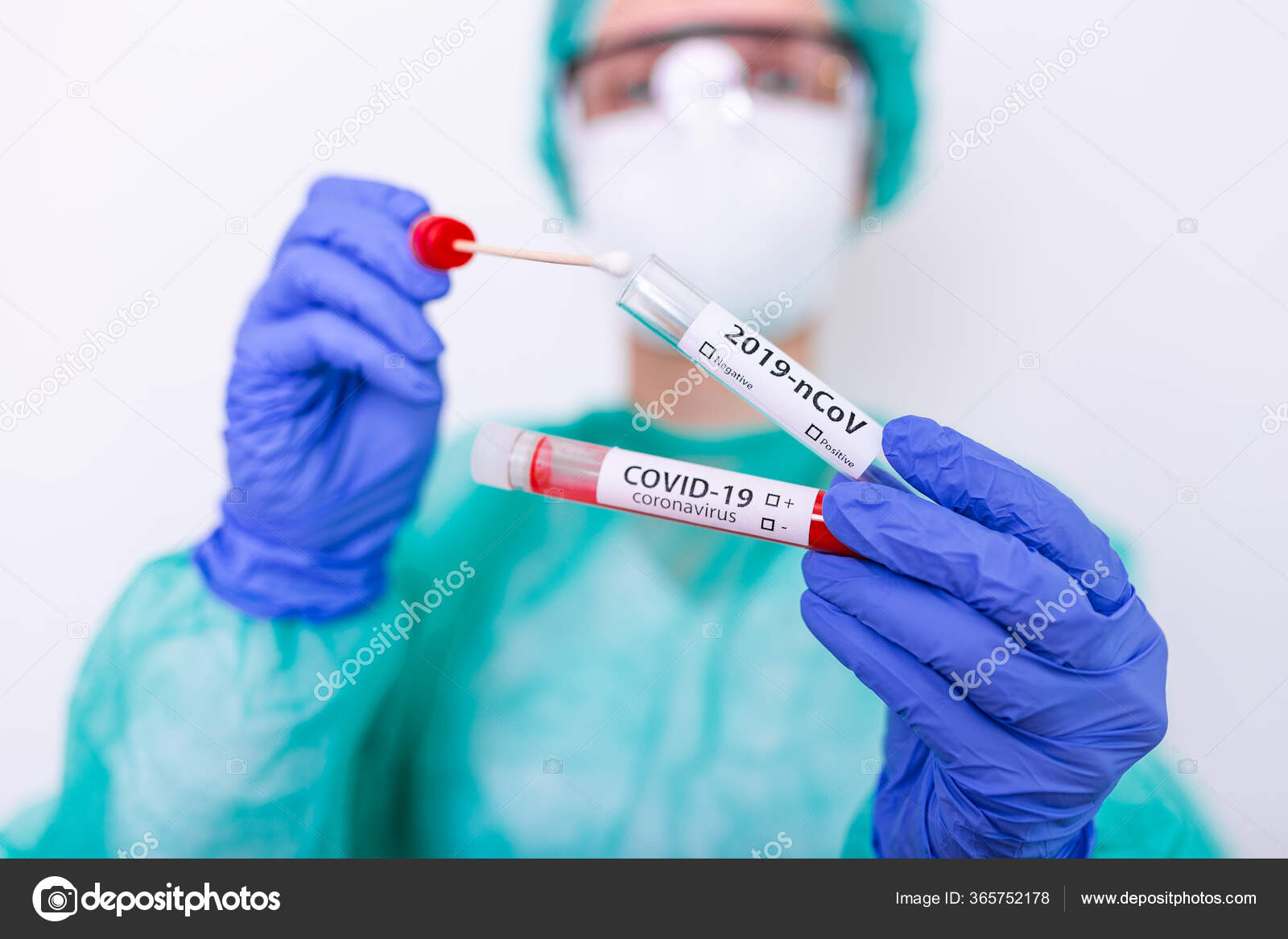 Covid Nasal Swab Laboratory Test Hospital Lab Nurse Holding Test ...