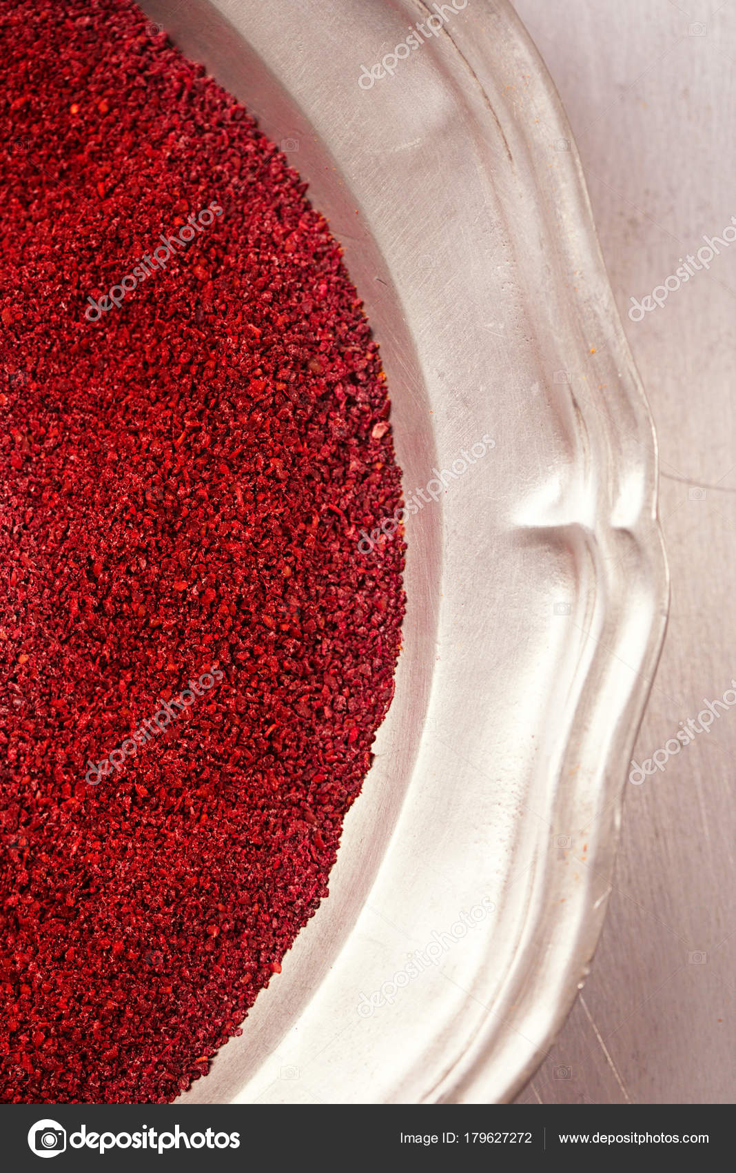 Pile Ground Red Sumac Berries Spice Metal Tray — Stock Photo © lvenks ...