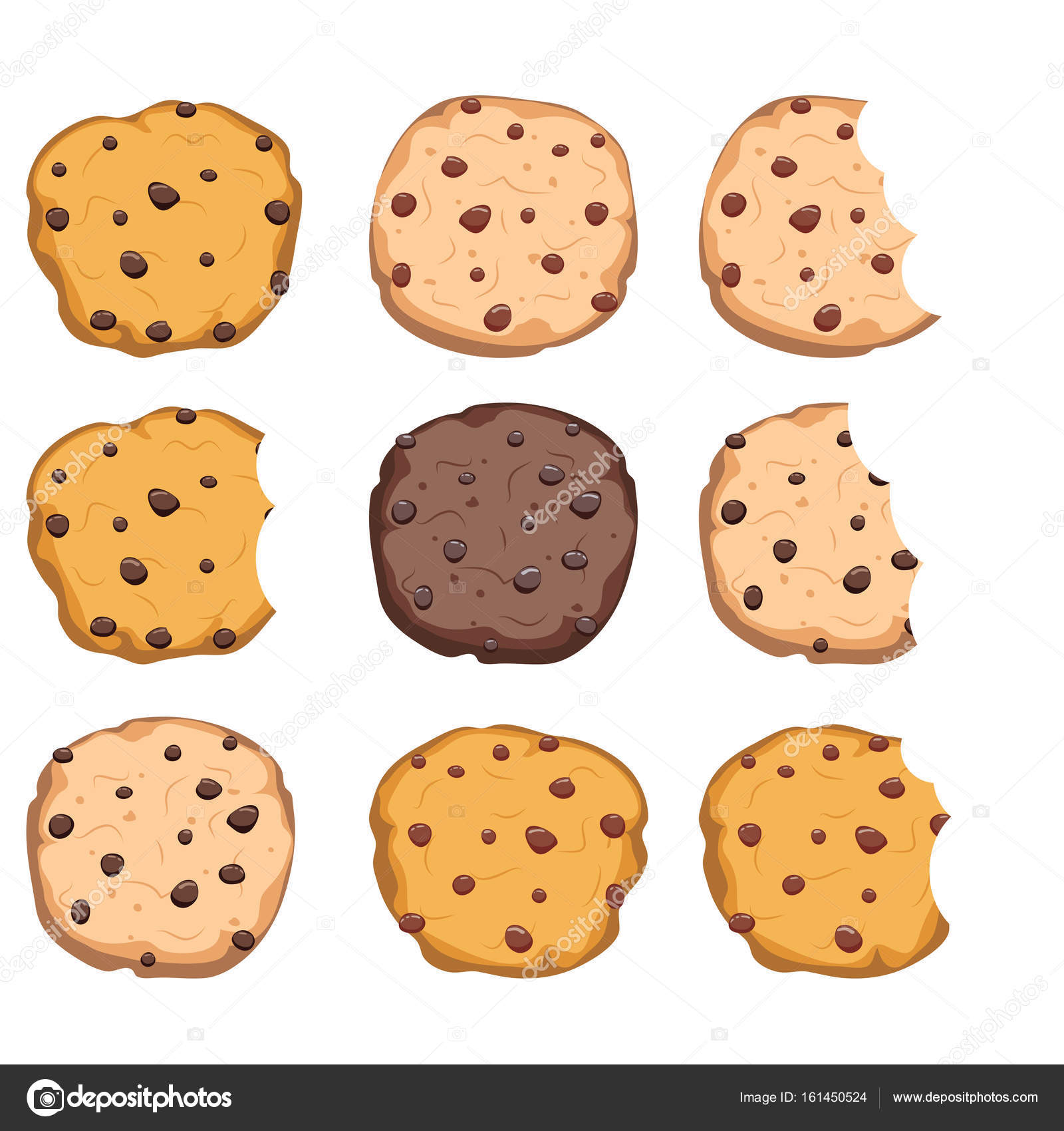Vector set of chocolate chip cookies Stock Vector Image by ©dmstudio ...