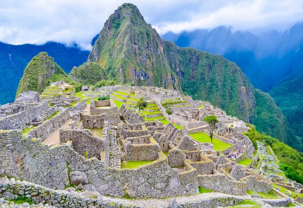 Machu Picchu inca city ruins view in Peru with great stone walls and ...