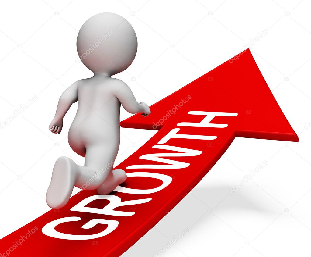 Growth Arrow Shows Increased Profit 3d Rendering — Stock Photo ...