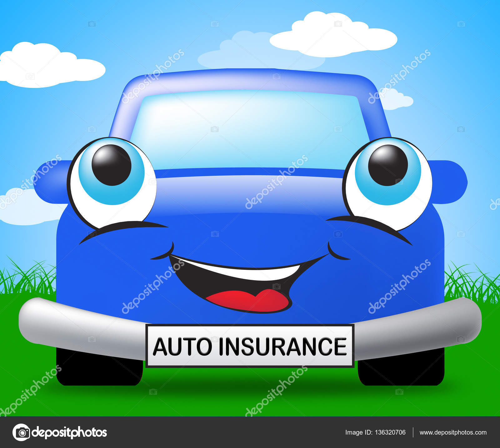 Auto Insurance Sign Represents Car Policy 3d Illustration Stock ...