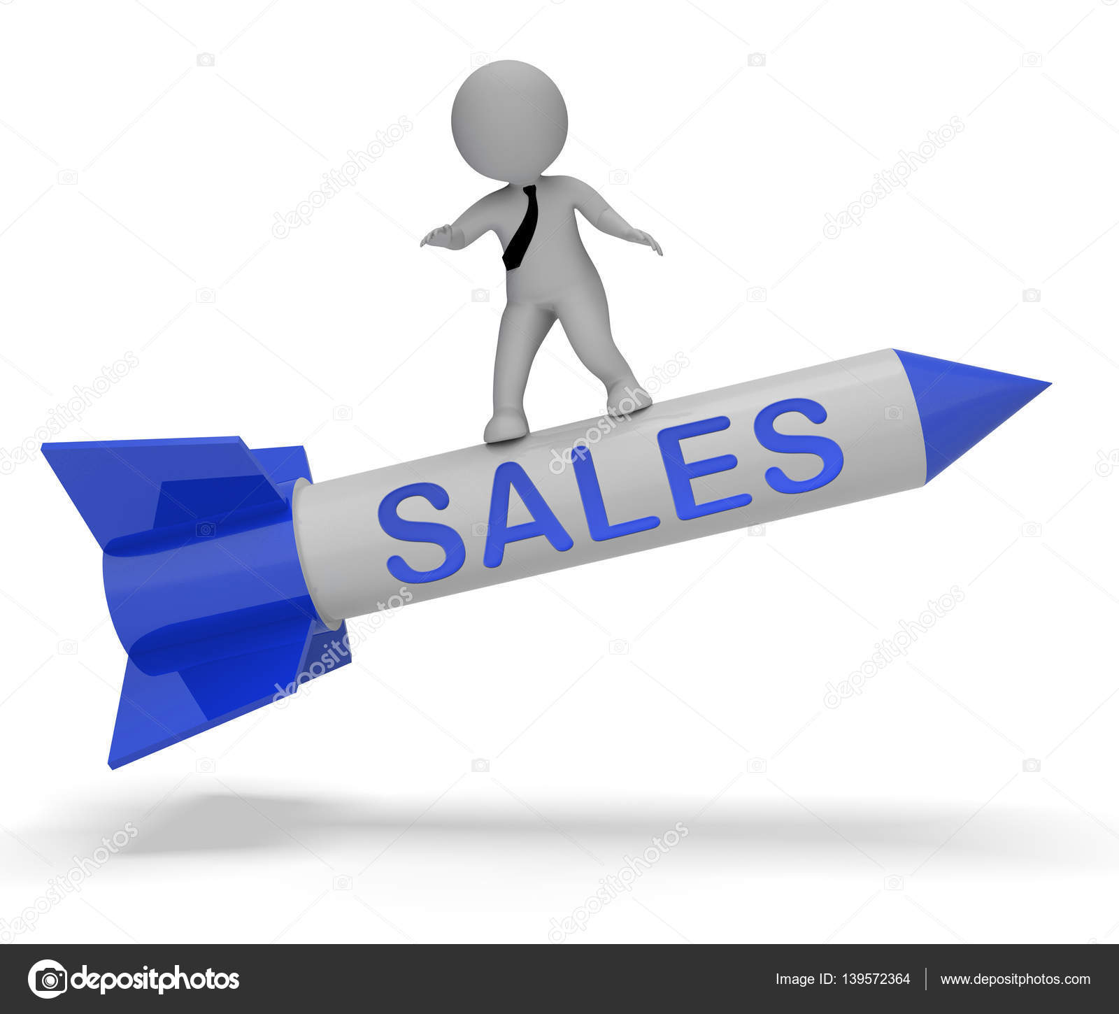 Sales Rocket Indicates E-Commerce Retail 3d Rendering — Stock Photo ...
