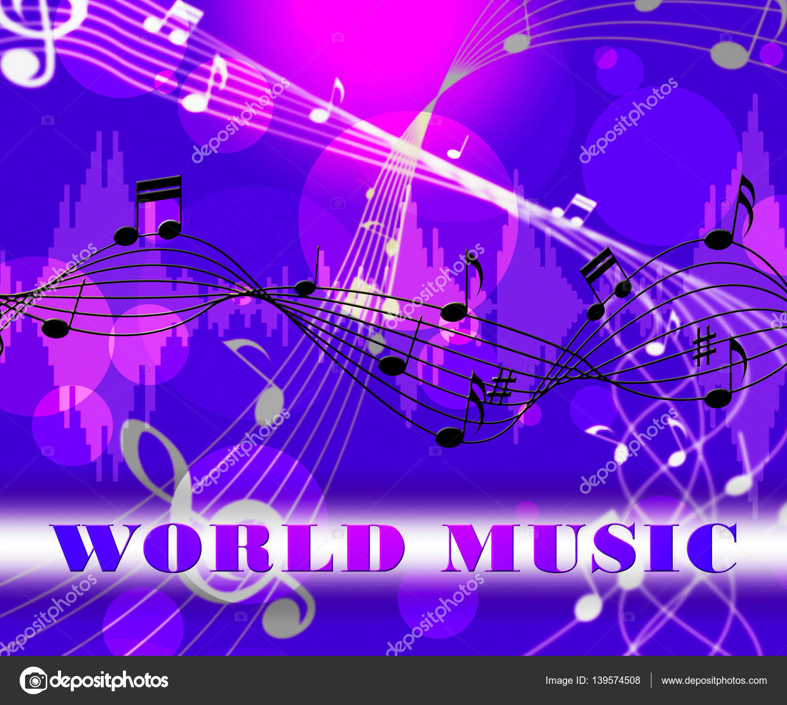World Music Means Songs From Worldwide Countries — Stock Photo ...