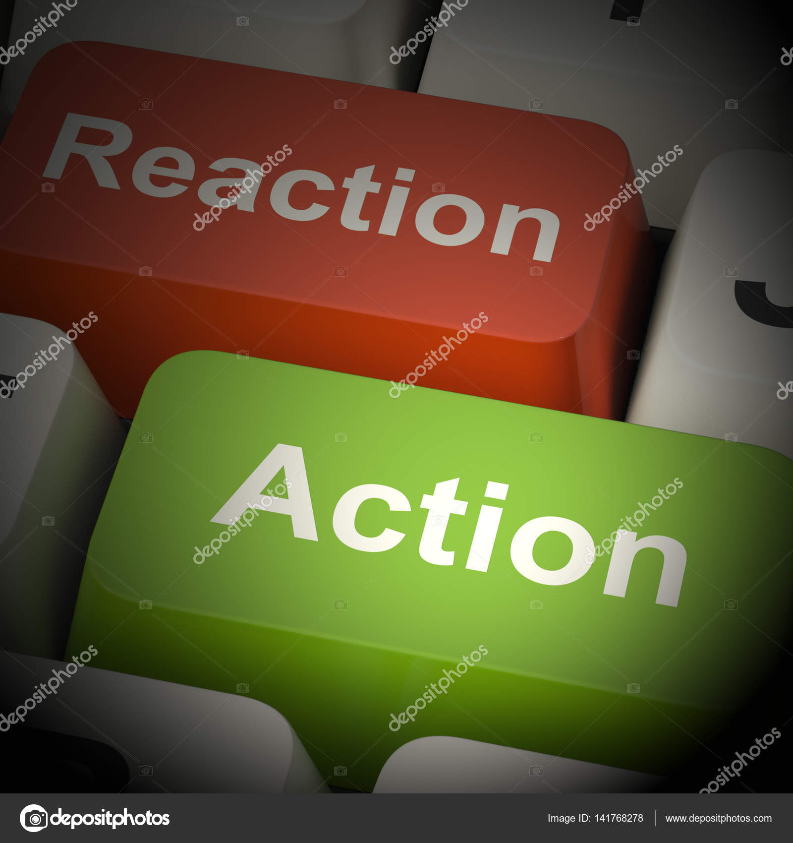 Action Reaction Computer Keys Showing Control 3d Rendering — Stock ...