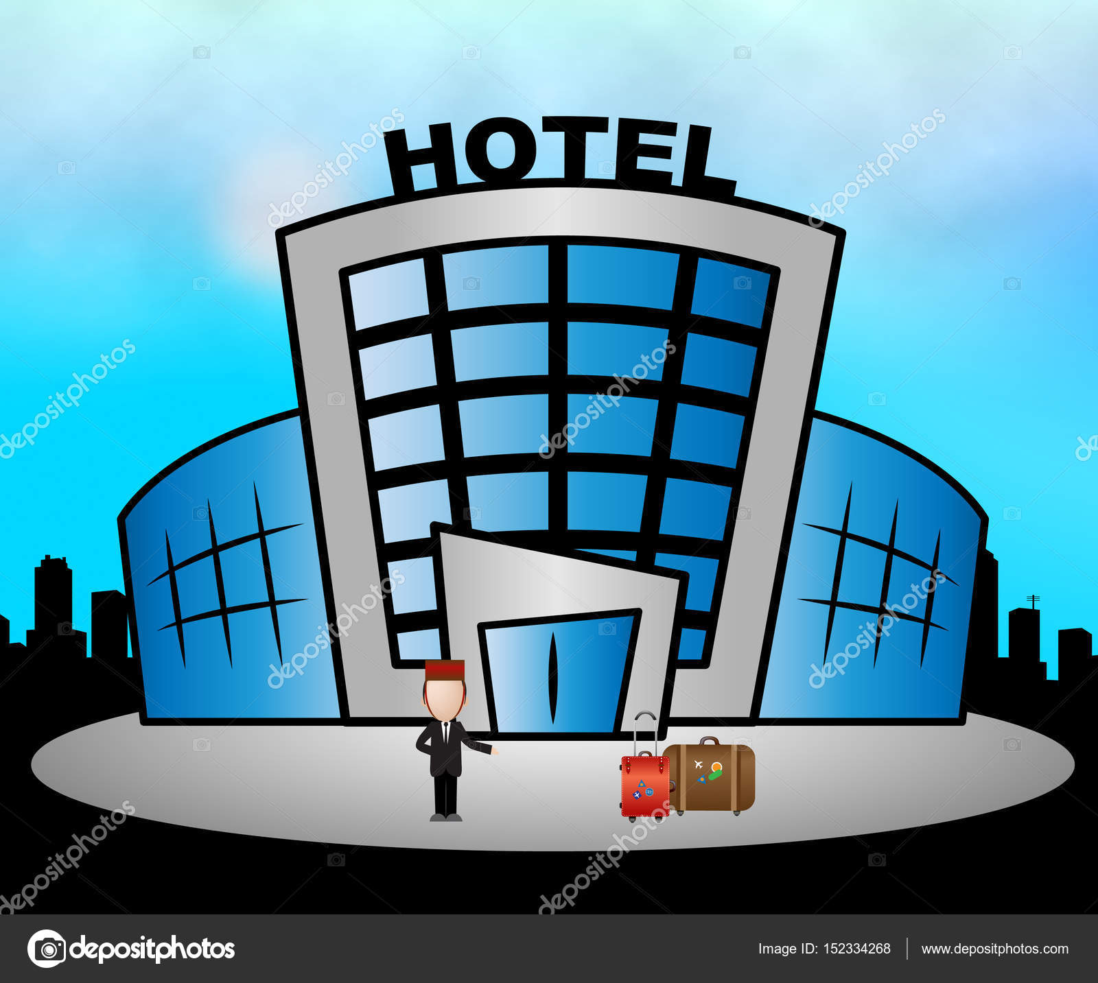 Hotel Resort Meaning City Accomodation 3d Illustration — Stock Photo ...