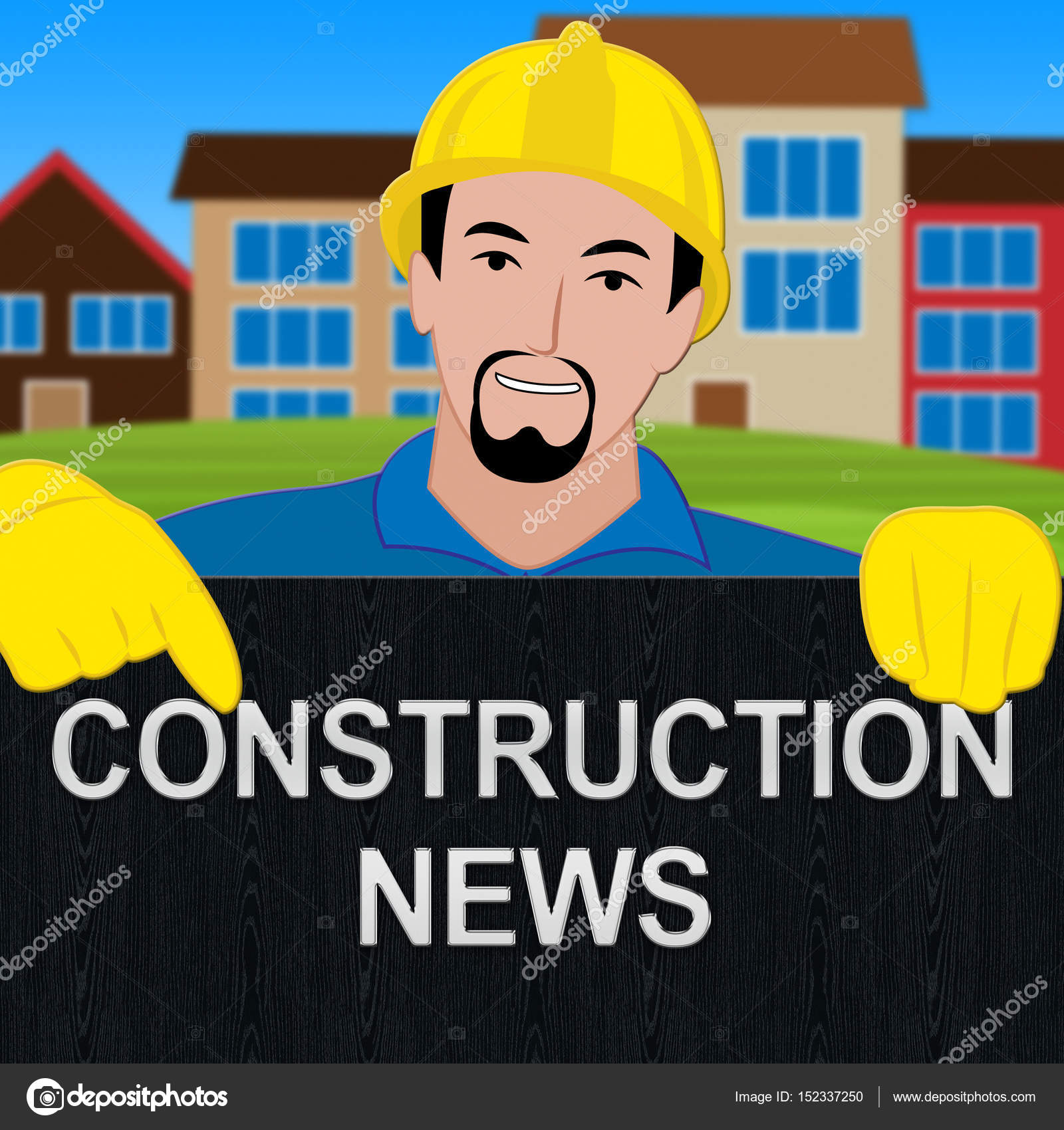 Construction News Sign Means Information 3d Illustration Stock ...