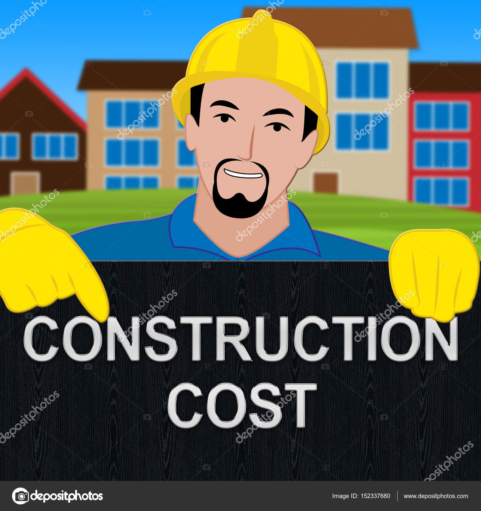 Construction Cost Sign Means Building Costs 3d Illustration Stock ...