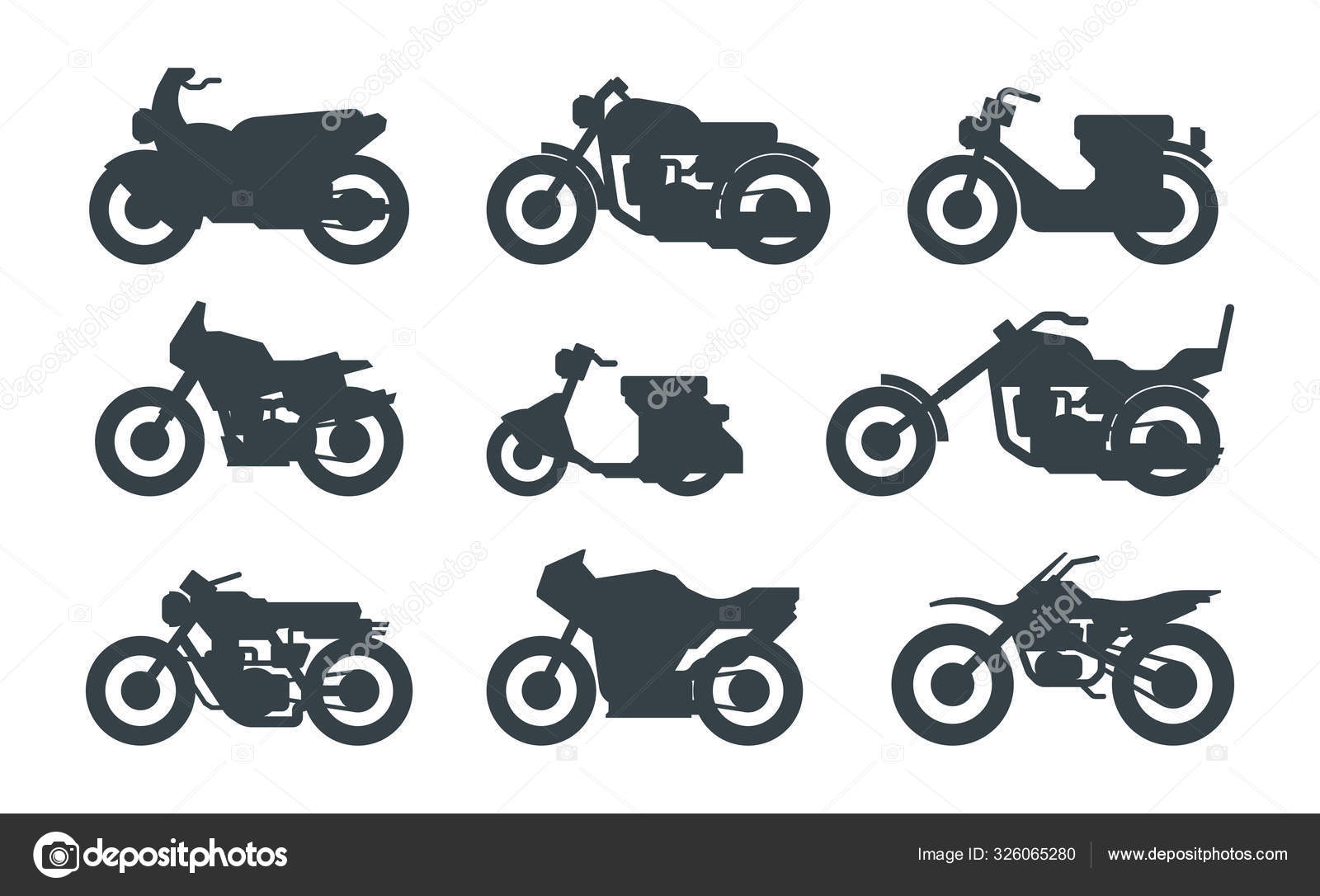 Different motorized vehicles black glyph icons set Stock Vector Image ...