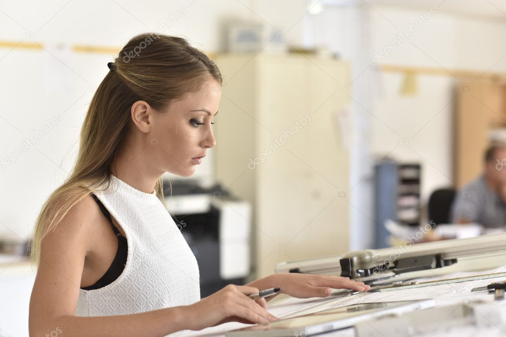 Student girl on engineering training Stock Photo by ©Goodluz 128352594