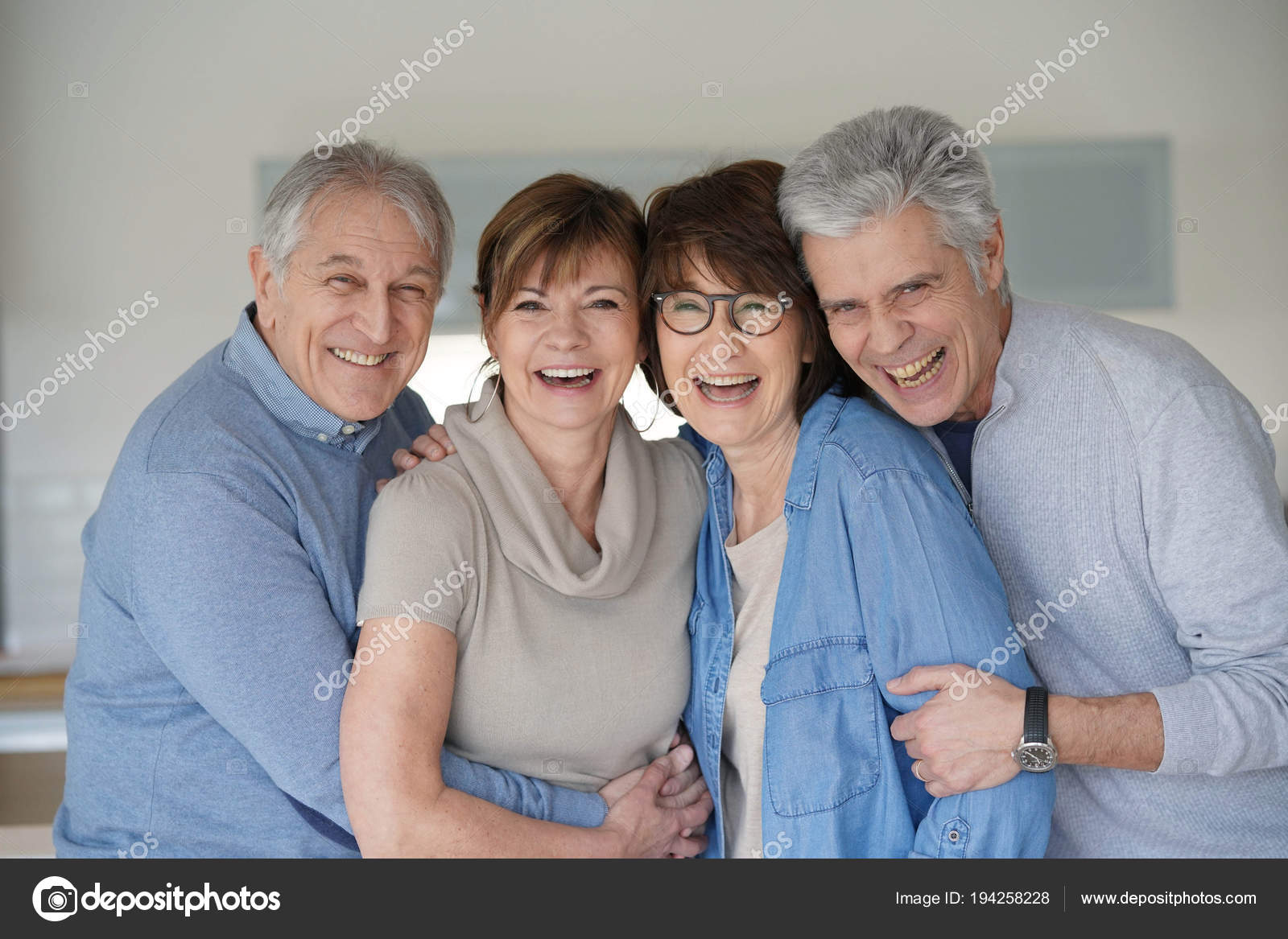 Happy Senior Couples Having Fun Together — Stock Photo © Goodluz #194258228