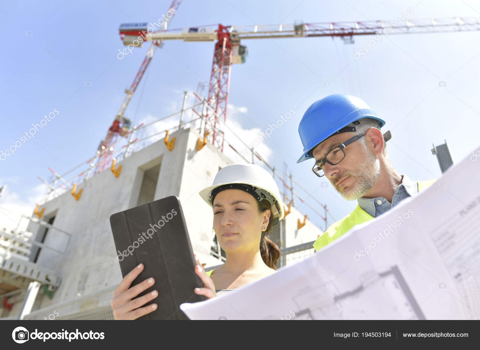 Construction Manager Engineer Working Building Site Stock Photo by ...