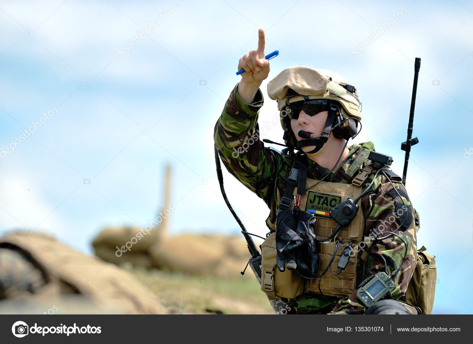 GALATI, ROMANIA - MAY 15: Romanian JTAC military in polygon in – Stock ...