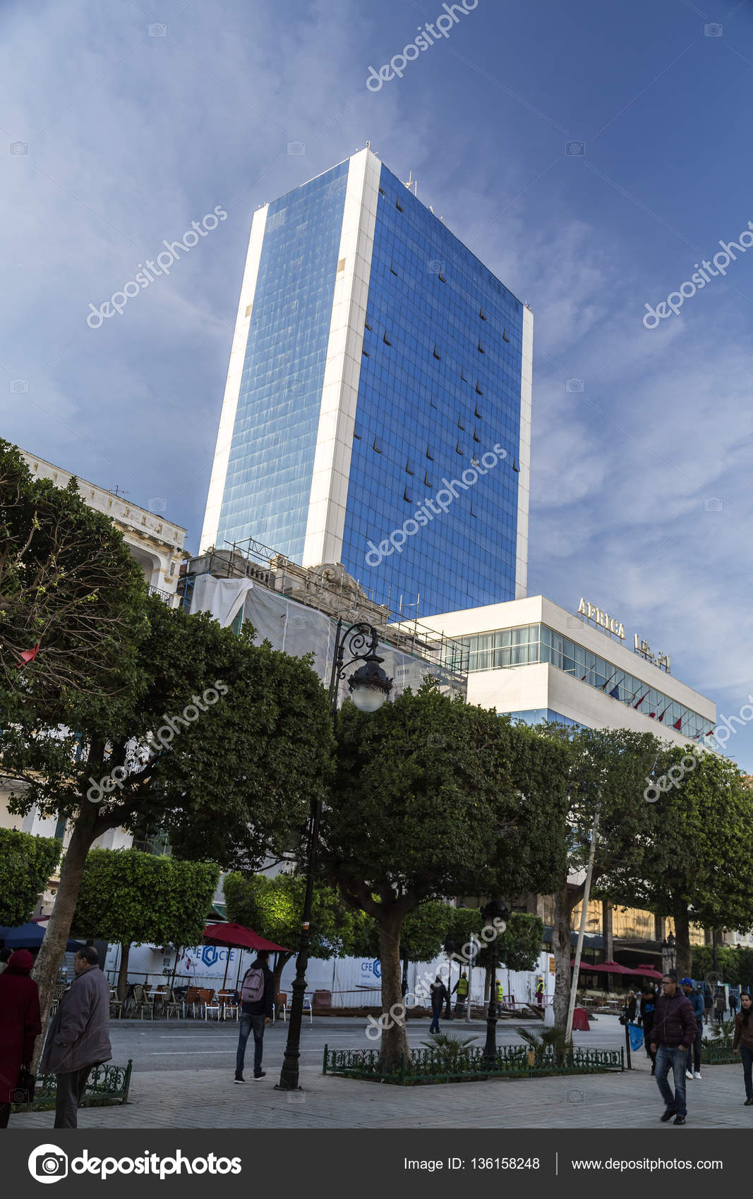 He city center of Tunis, Tunisian capital. Buildings and monuments ...